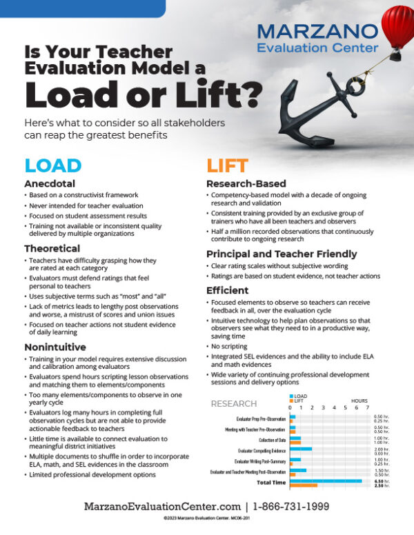 Is Your Teacher Evaluation Model a Load or Lift? - The Marzano ...